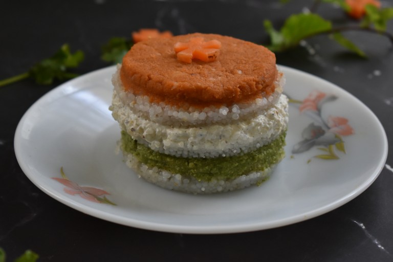 Tricoloured Steamed Sabudana Savoury Cake – FOODIESTREASURE